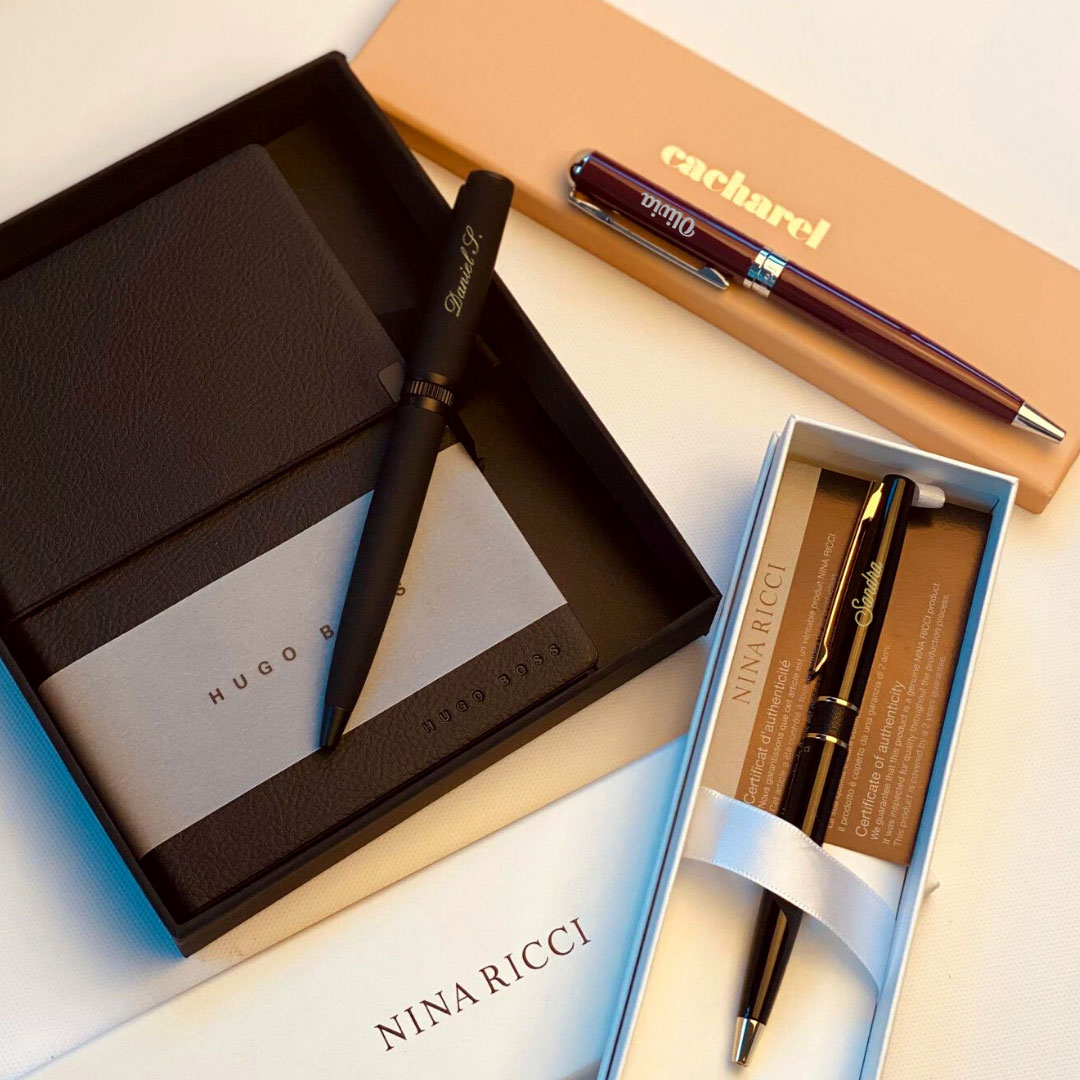 Hugo Boss Box mit A6 Notizblock und Stift mit Gravur | Kugelschreiber ...